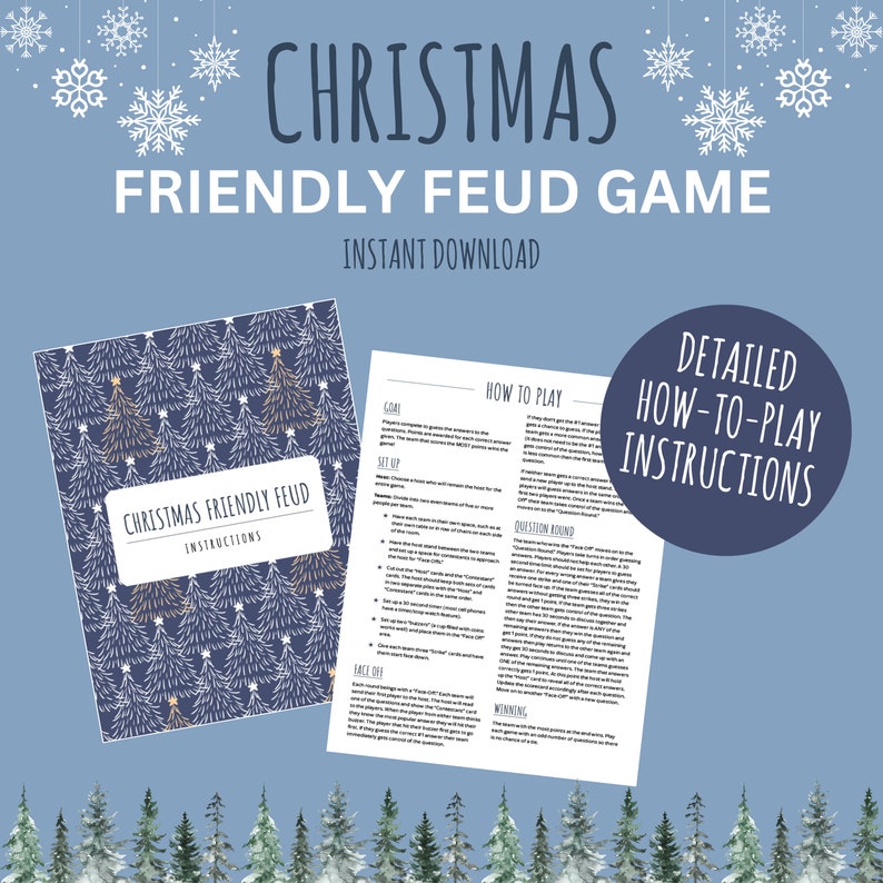 Christmas Friendly Feud Game Printable Christmas Game Christmas Party ...