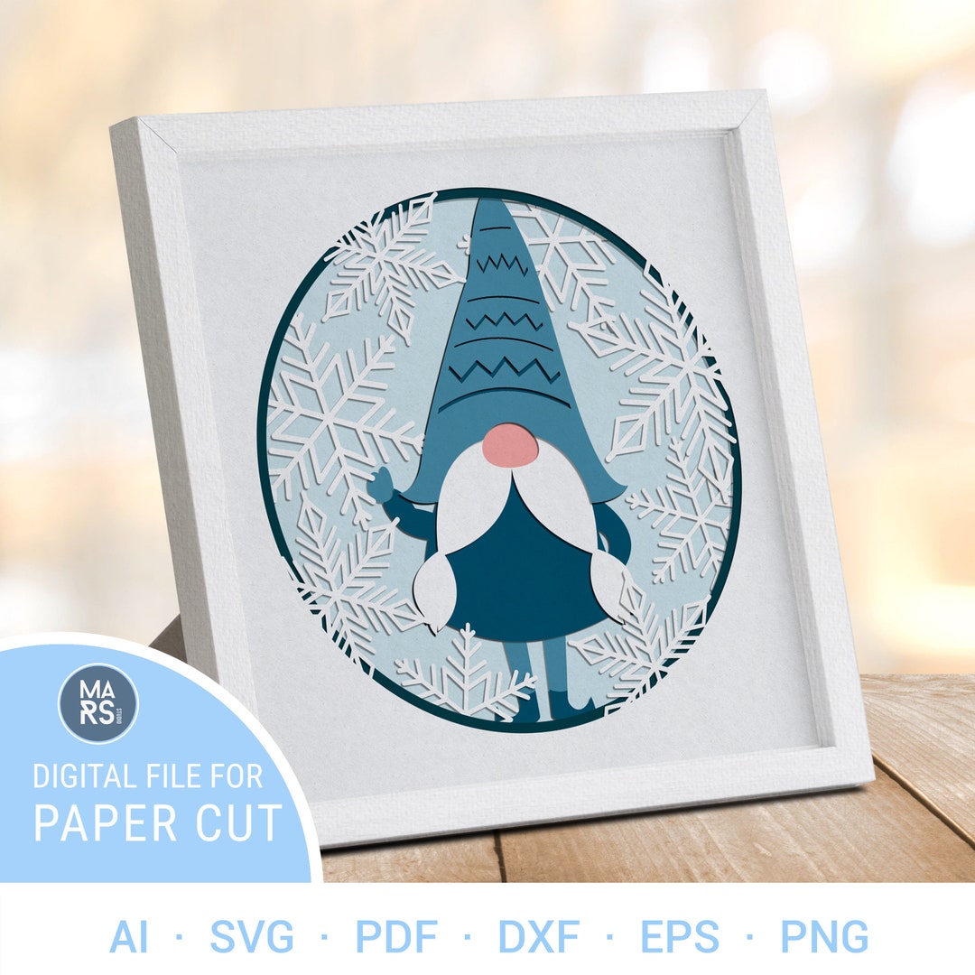 Svg CHRISTMAS GNOME Shadow Box File Svg Layered Gnomes and Christmas ...