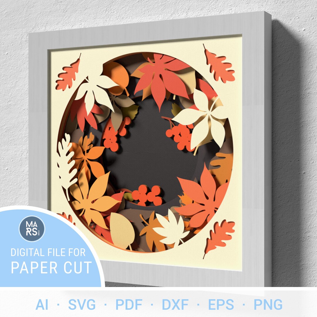 Autumn Shadow Box Fall 3D Svg Files, Leaves Shadowbox Files, Autumn ...