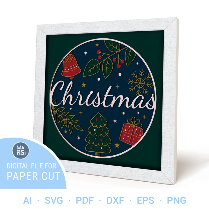 CHRISTMAS Shadow Box Svg 8x8 Layered Svg and Lightbox Scene 3d Layered ...
