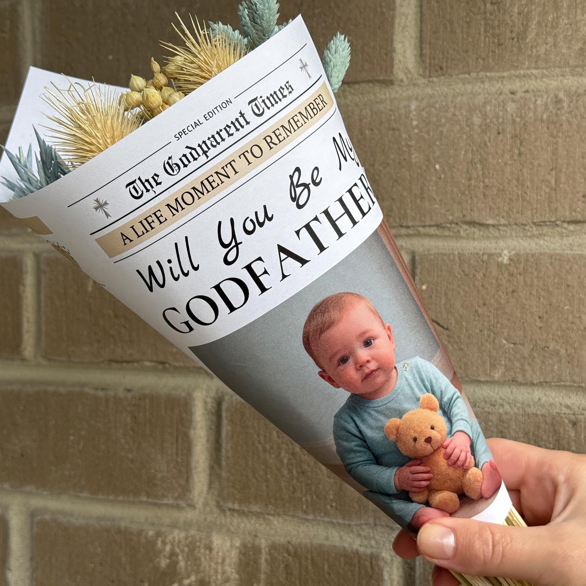 Godfather Proposal Template Canva Newspaper Godparents Proposal ...