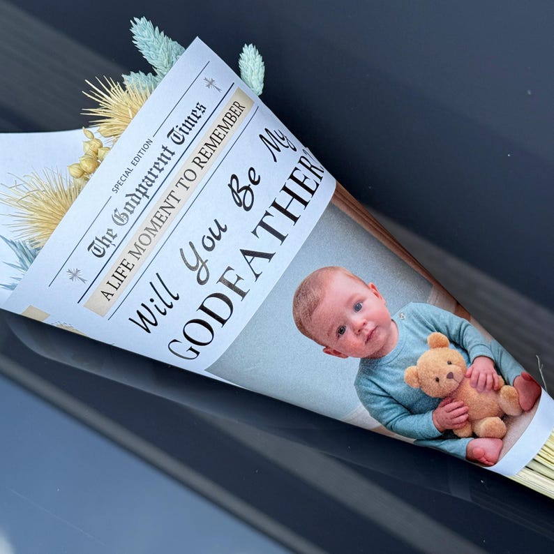 Godfather Proposal Template Canva Newspaper Godparents Proposal ...