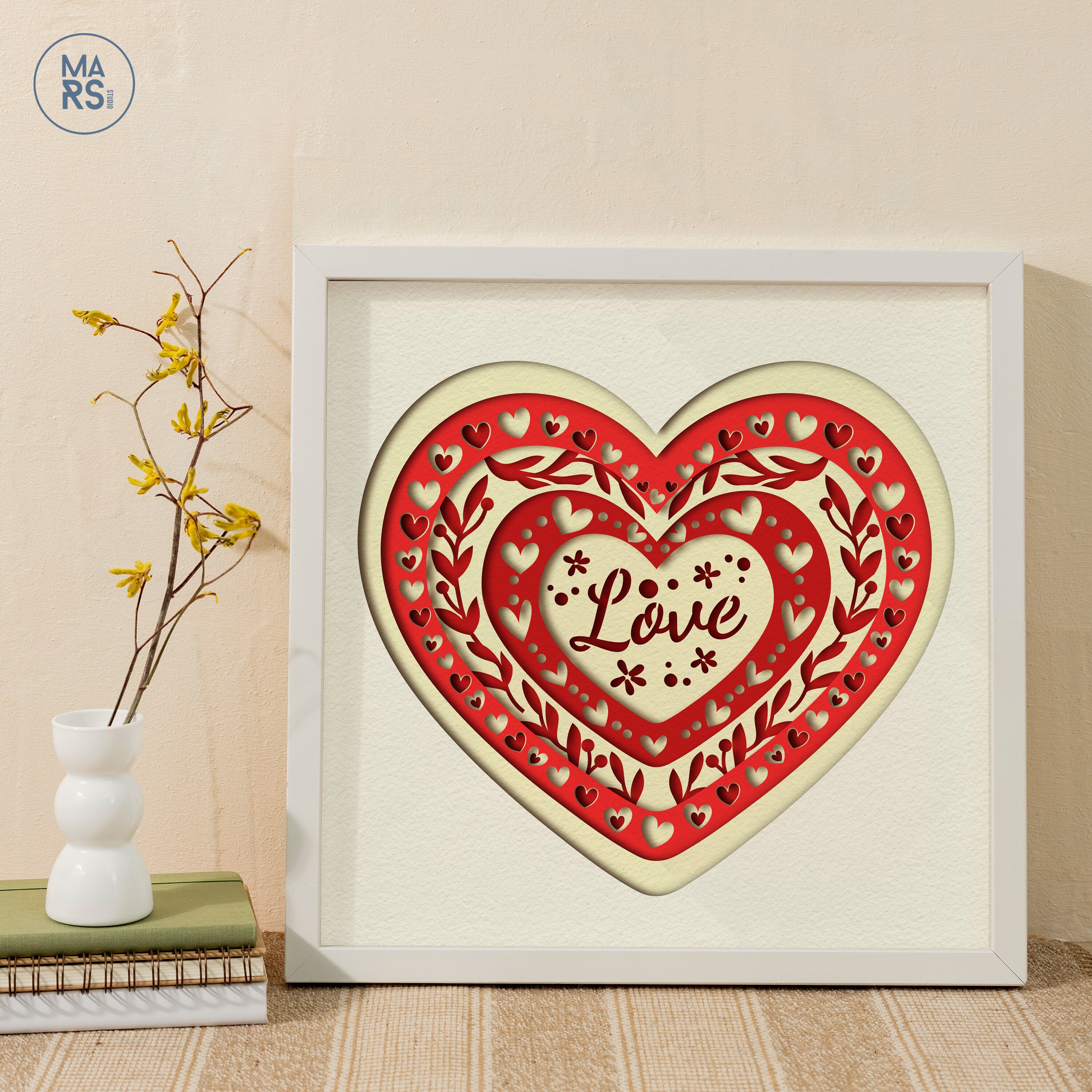 Layered Svg Heart Shadow Box File Valentine's Day and Love 3D Svg File ...