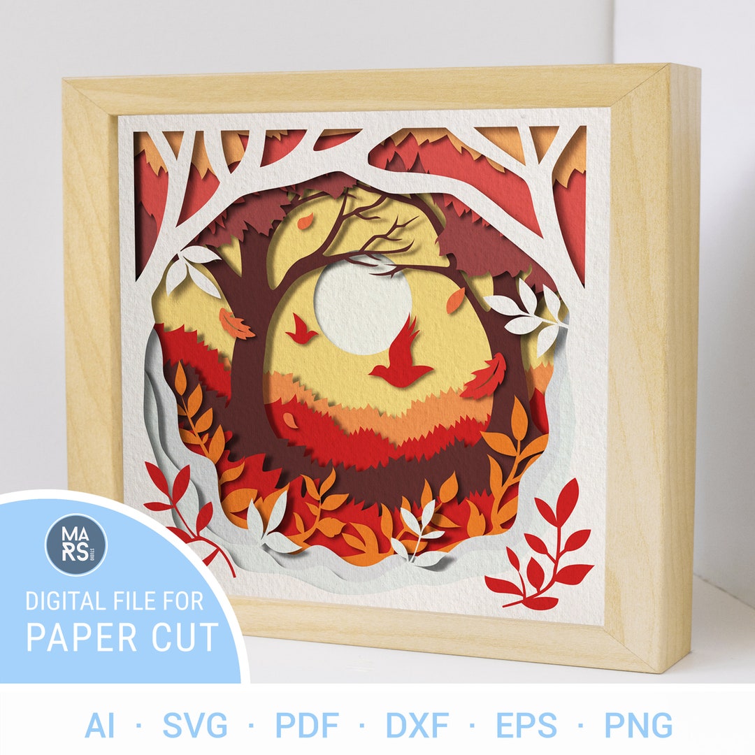 Autumn Shadowbox Svg and Aautumn Svg Files, Fall Shadow Box Svg and ...