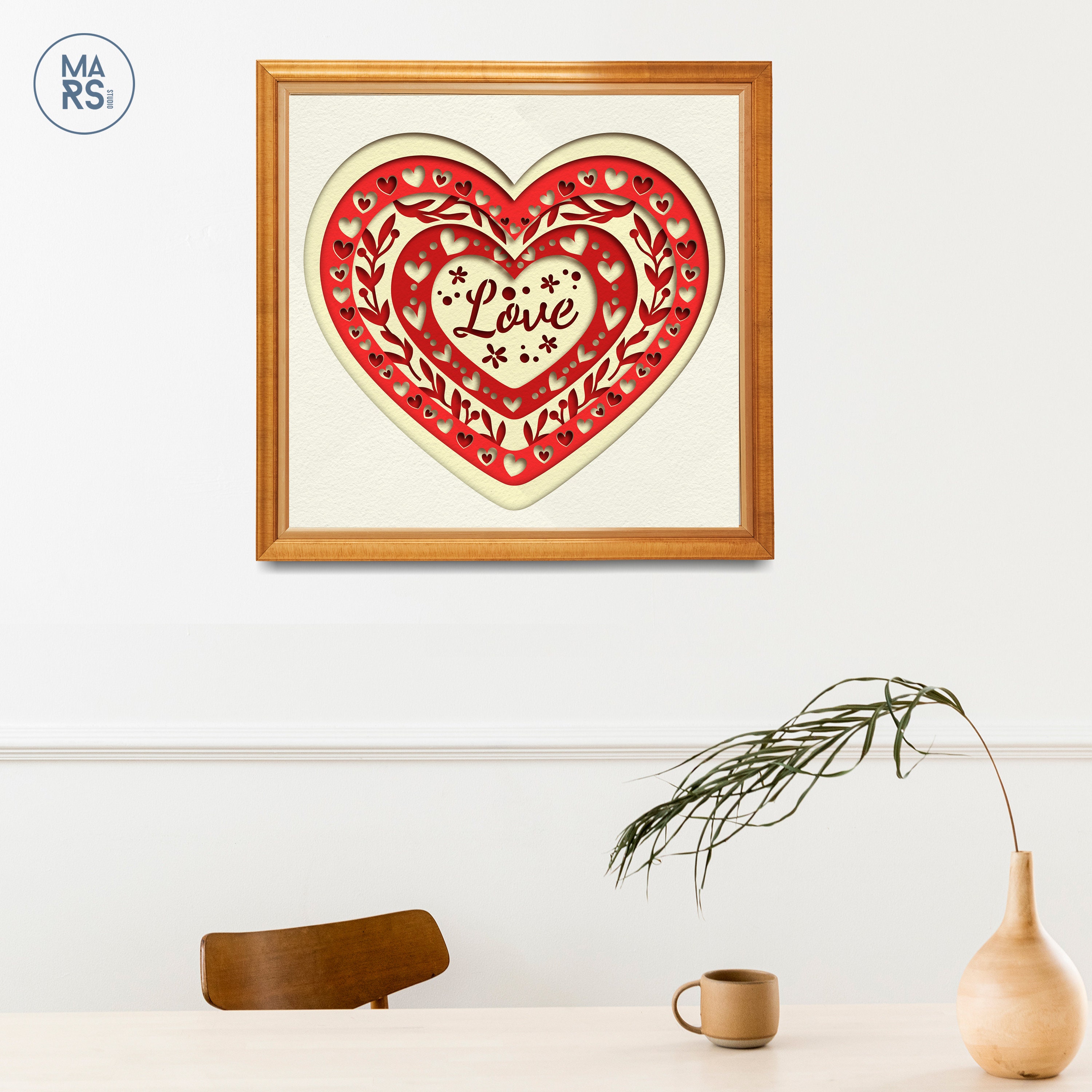 Layered Svg Heart Shadow Box File Valentine's Day and Love 3D Svg File ...