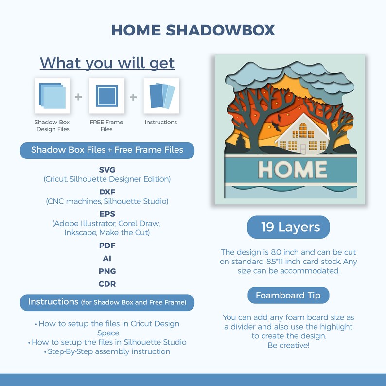 3D Svg Home Shadow Box Svg and Home Svg Files, Home Shadowbox Cricut or Silhouette File, Home ...