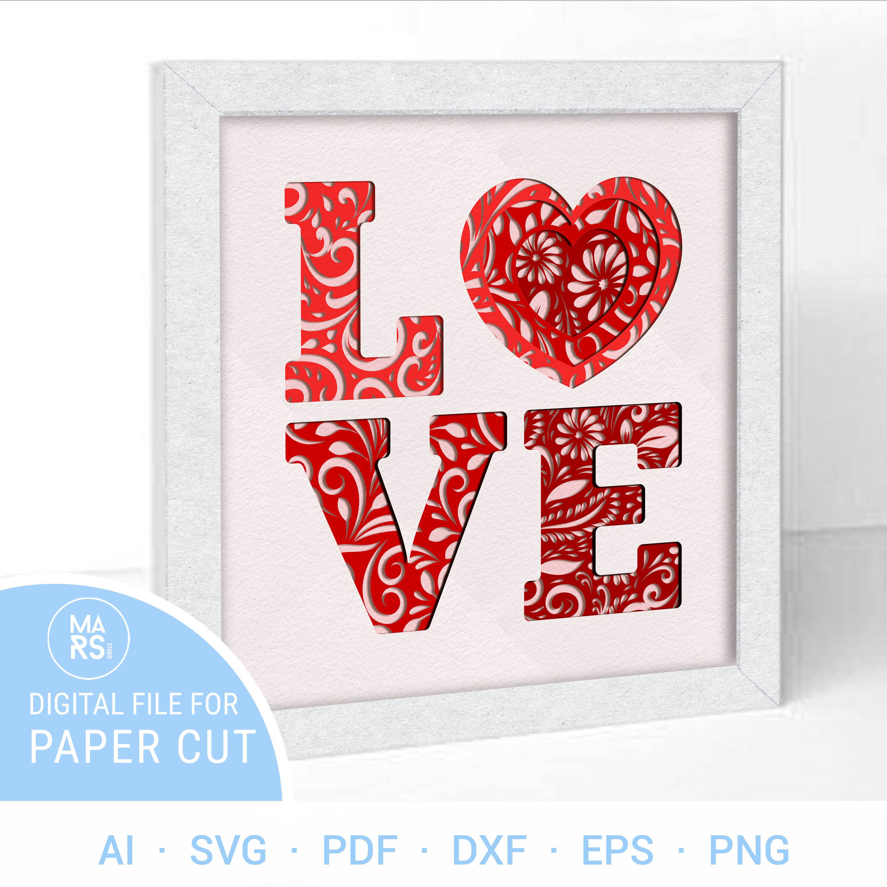 Valentine's Day Svg File LOVE Shadow Box Svg File & Love Shadowbox ...