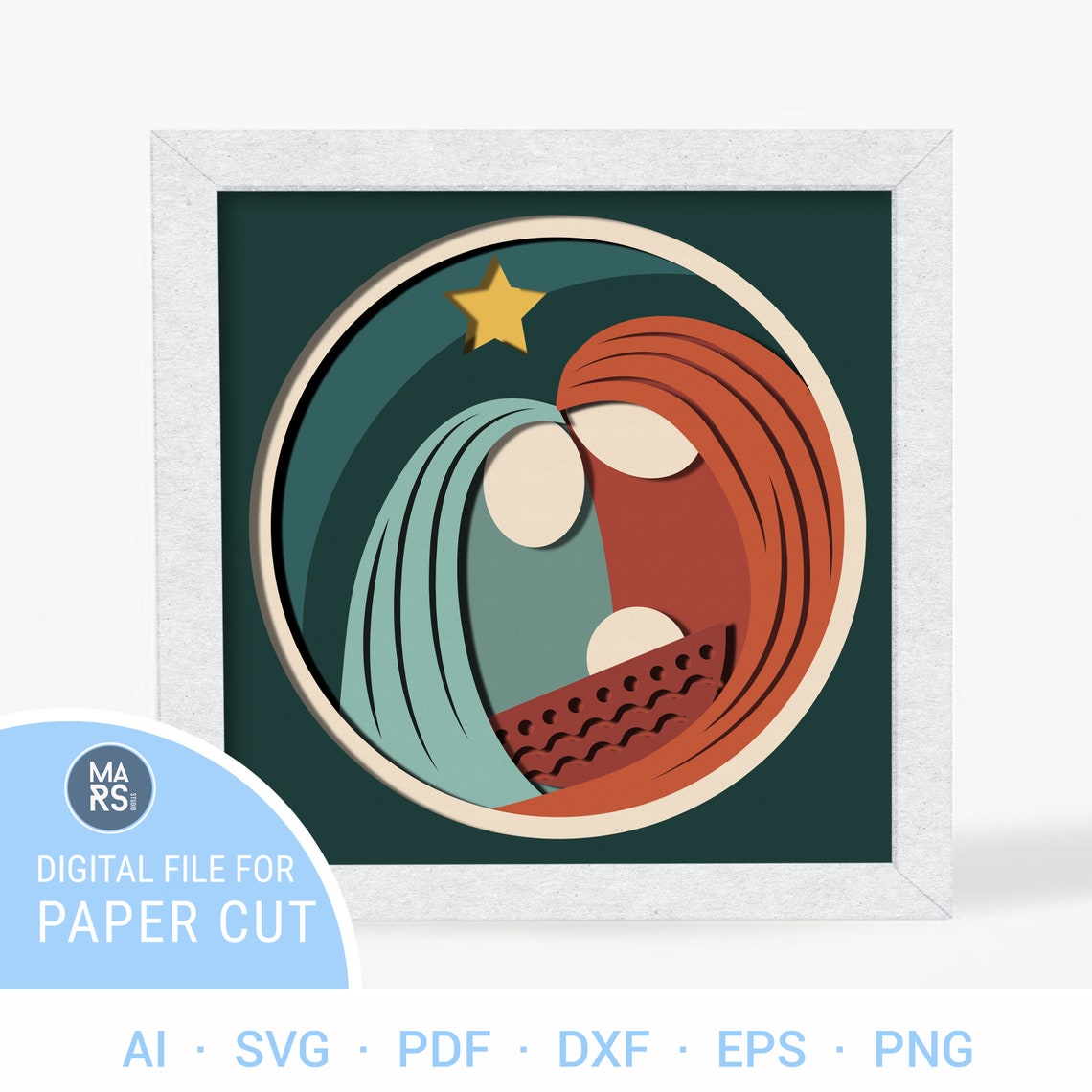 NATIVITY SCENE Svg File Shadow Box Christmas File and Christmas 3D Svg ...