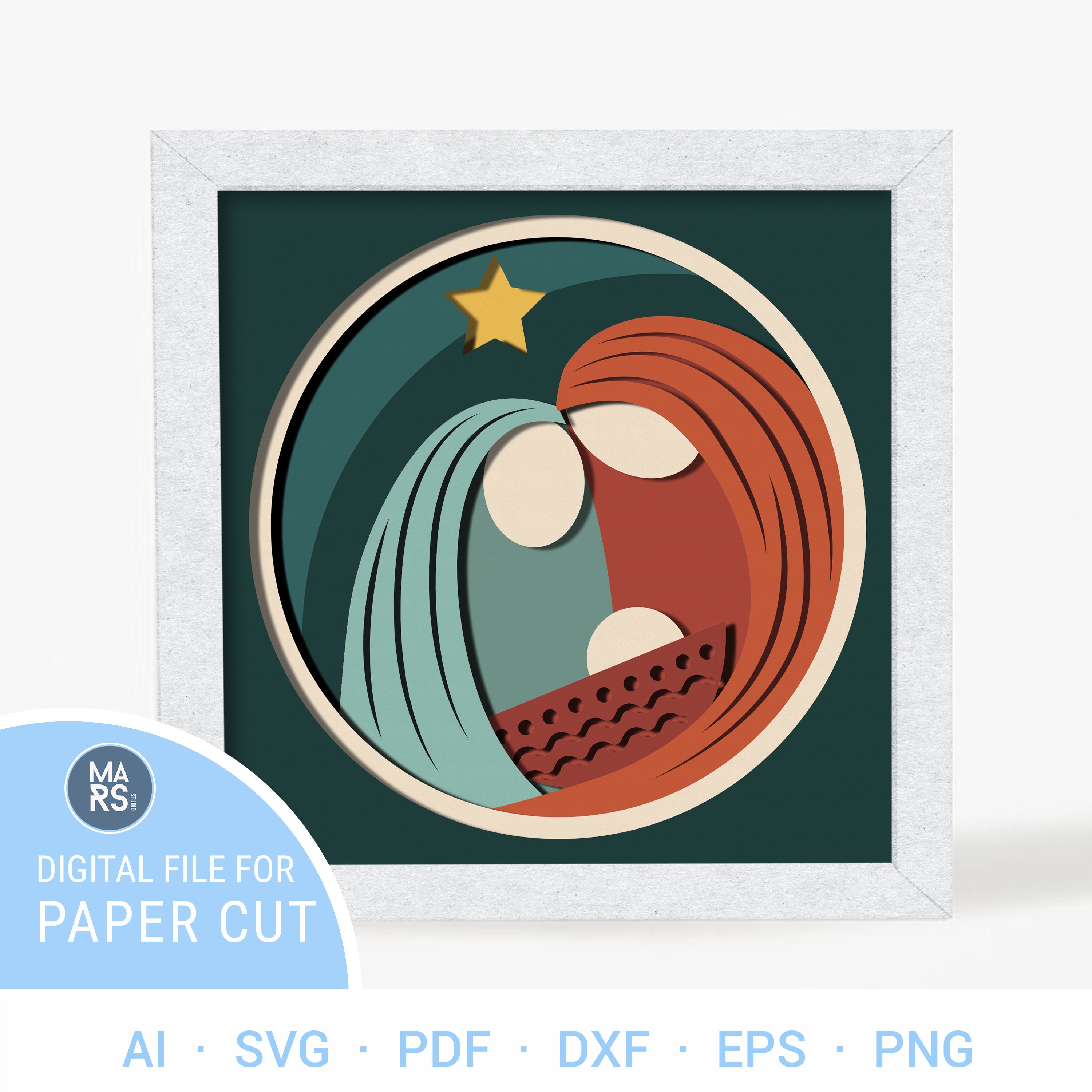 NATIVITY SCENE Svg File Shadow Box Christmas File and Christmas 3D Svg ...