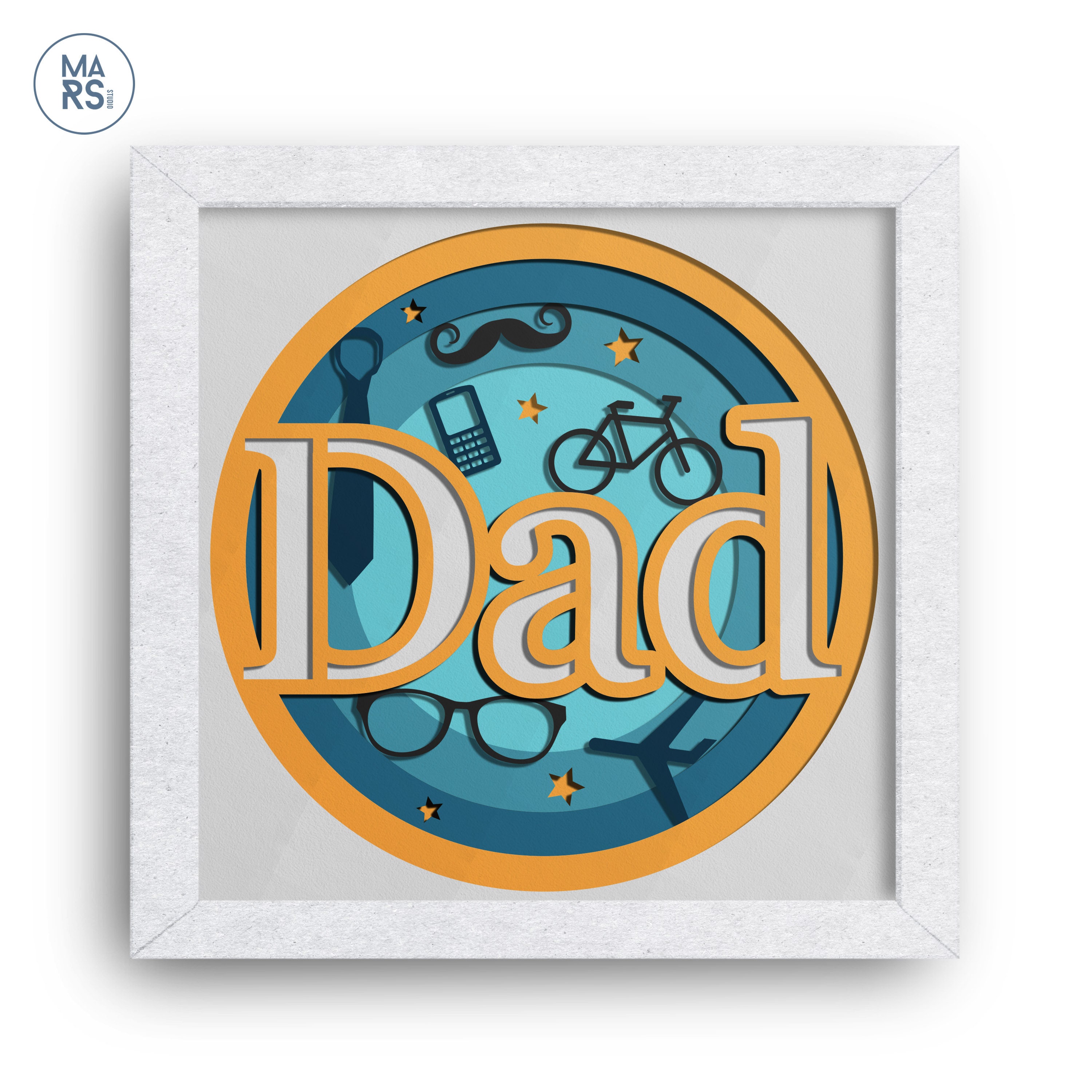 DAD Shadow Box Svg File and Paper Craft, Father Shadowbox Svg and 3D ...
