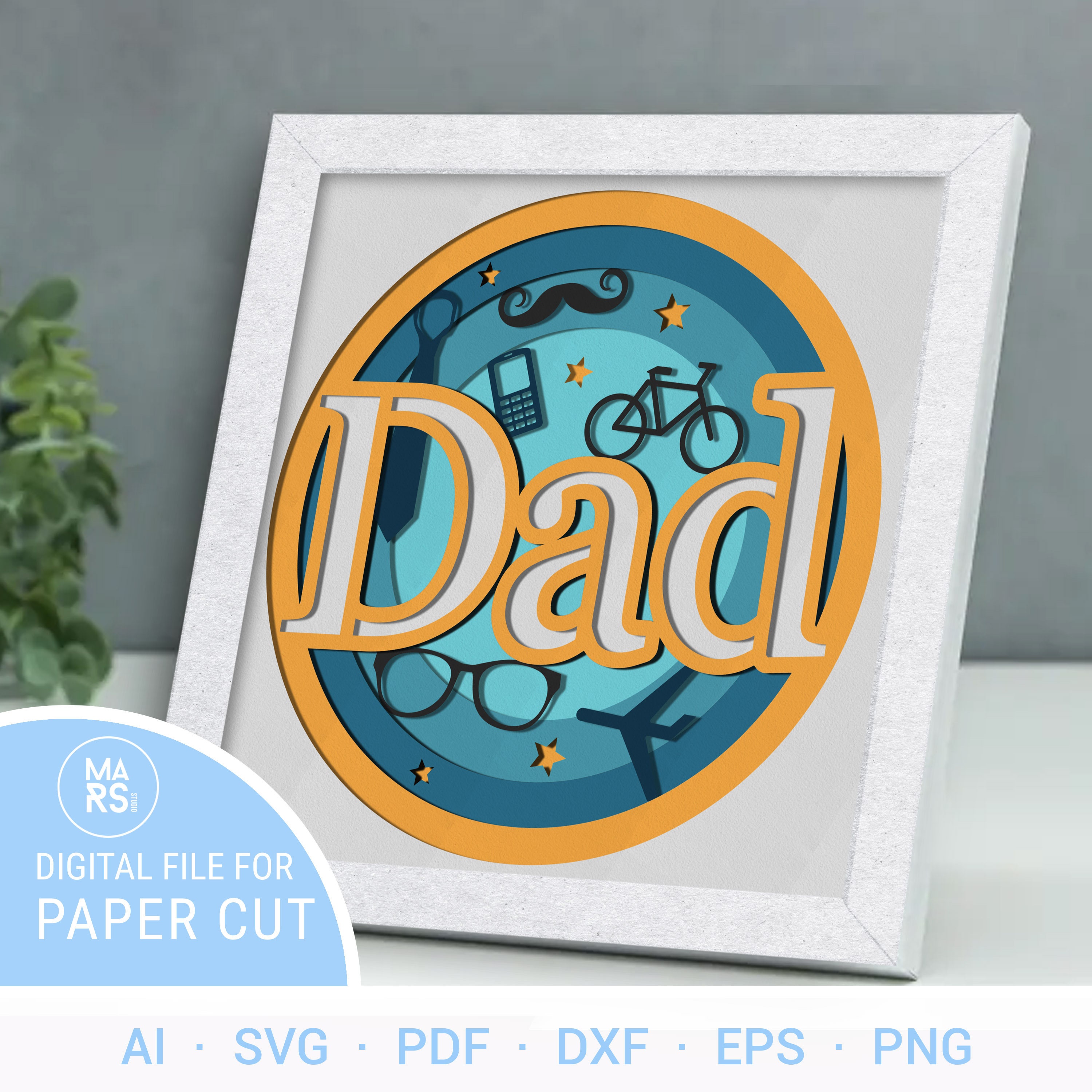 DAD Shadow Box Svg File and Paper Craft, Father Shadowbox Svg and 3D ...