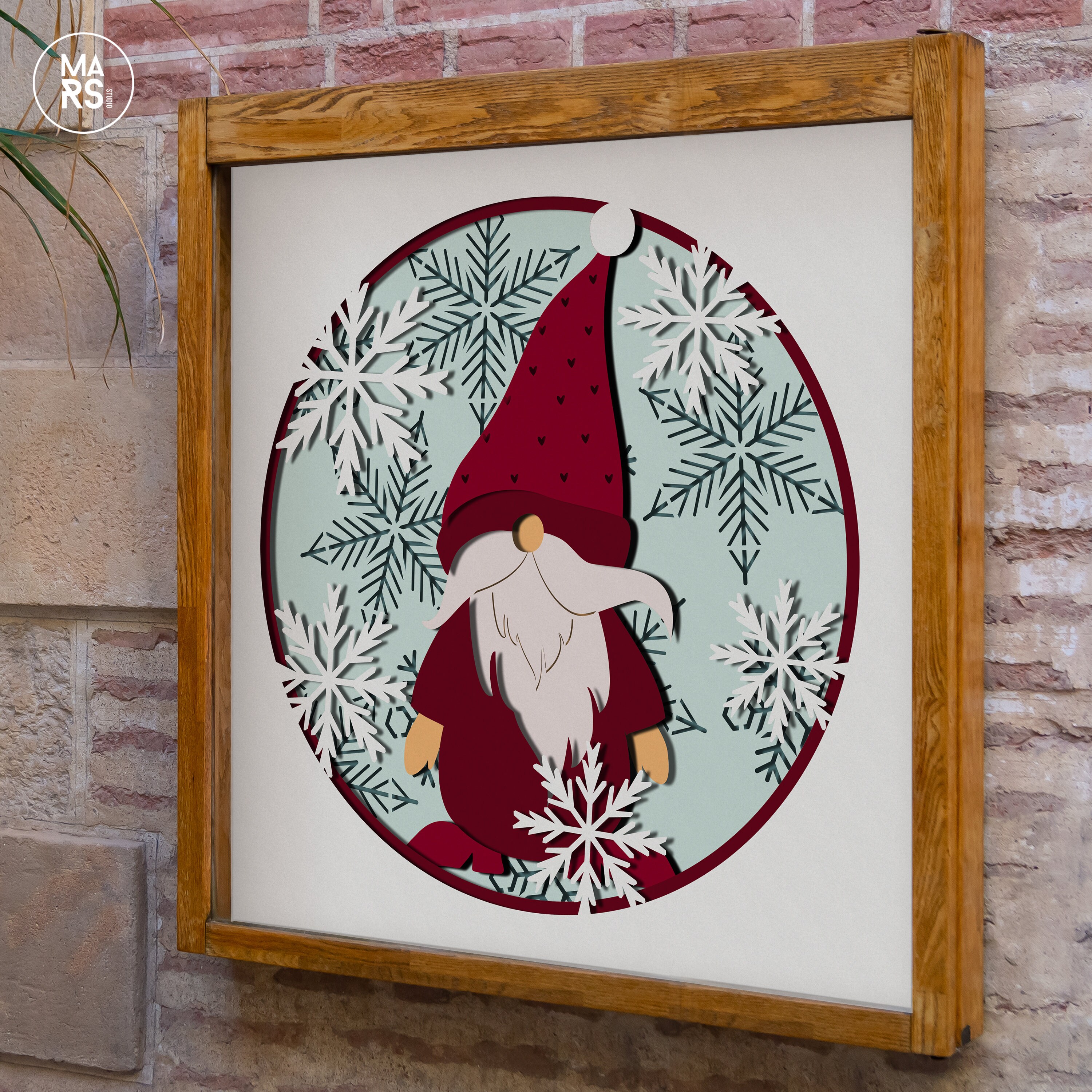 Layered Svg CHRISTMAS GNOME Shadow Box File and New Year Gnome Light ...