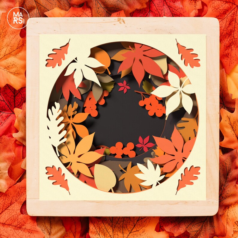 Autumn Shadow Box Fall 3D Svg Files, Leaves Shadowbox Files, Autumn ...