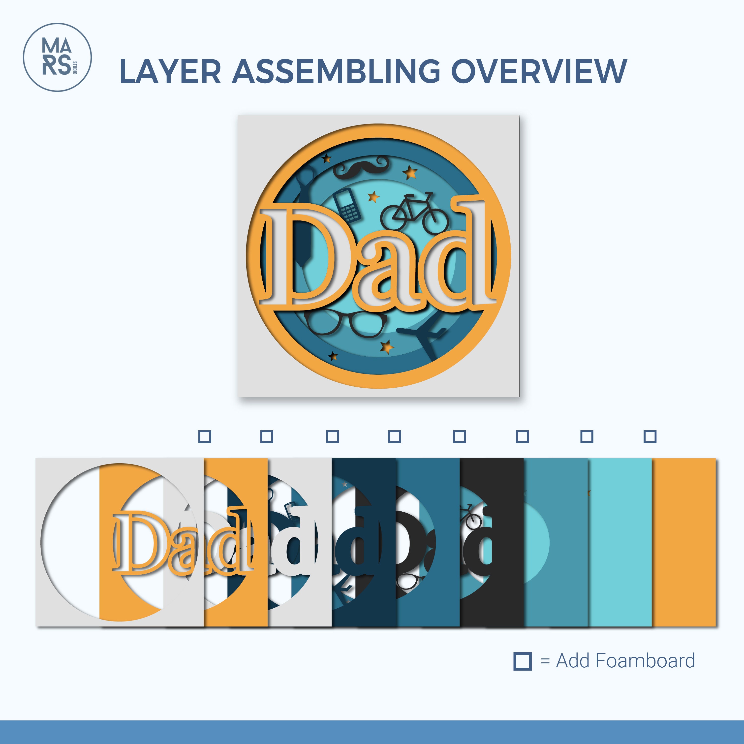 DAD Shadow Box Svg File and Paper Craft, Father Shadowbox Svg and 3D ...