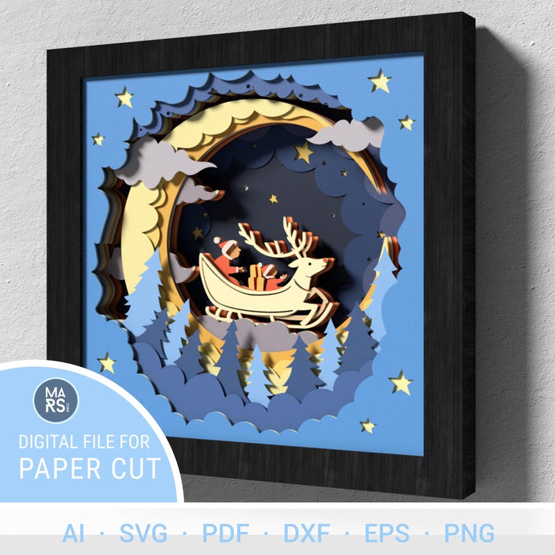 Christmas Shadow Box Svg - Etsy