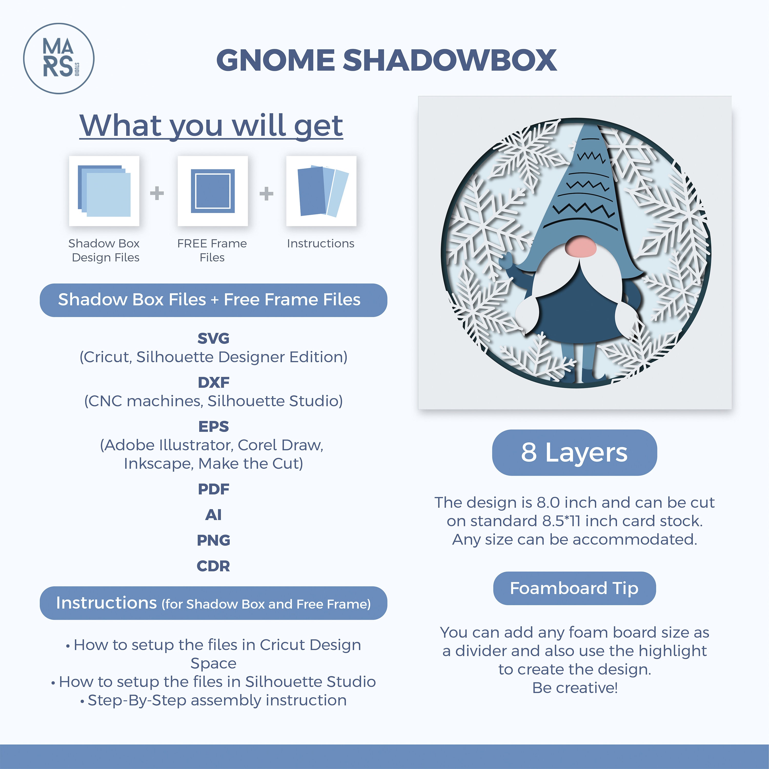 Svg CHRISTMAS GNOME Shadow Box File Svg Layered Gnomes and Christmas ...