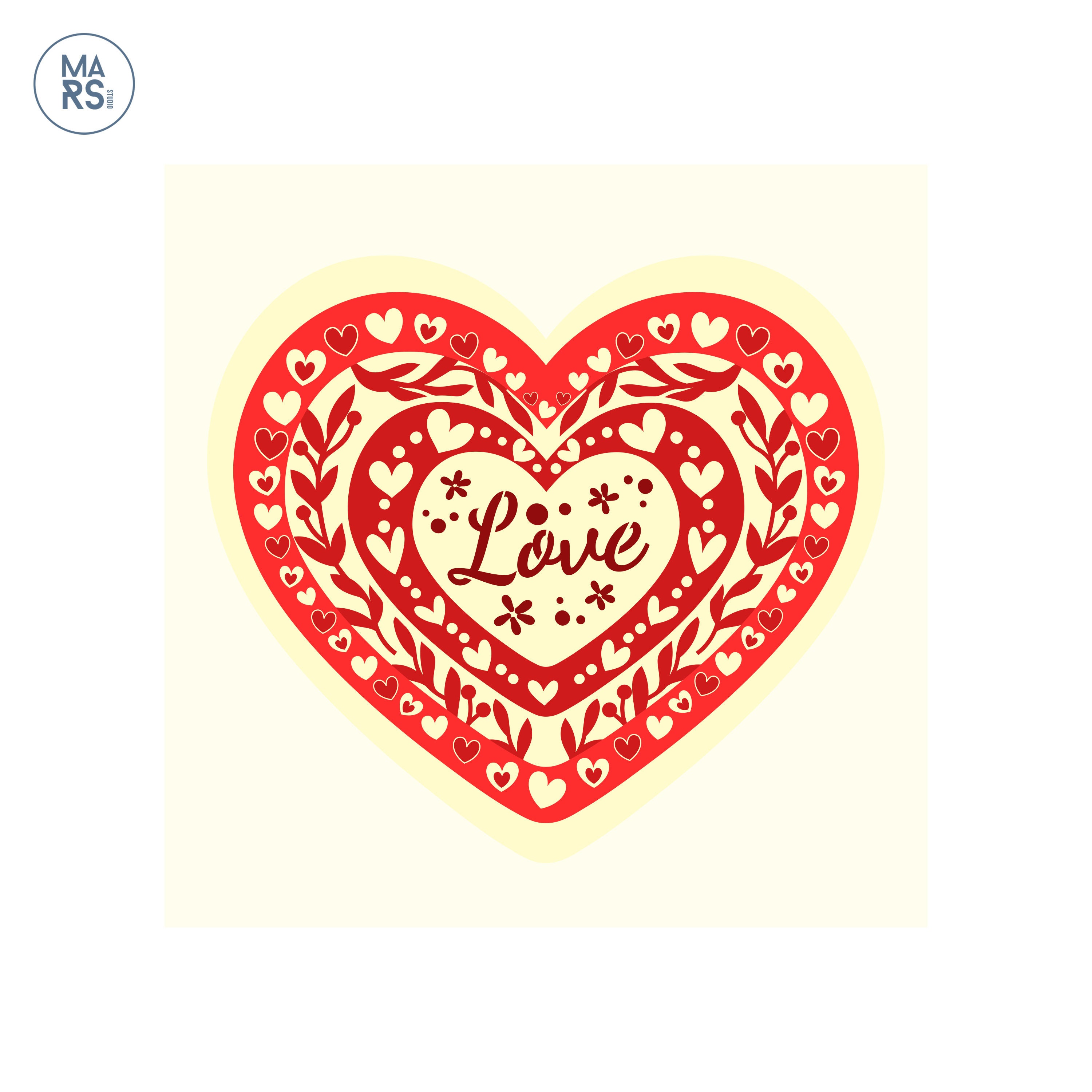 Layered Svg Heart Shadow Box File Valentine's Day and Love 3D Svg File ...