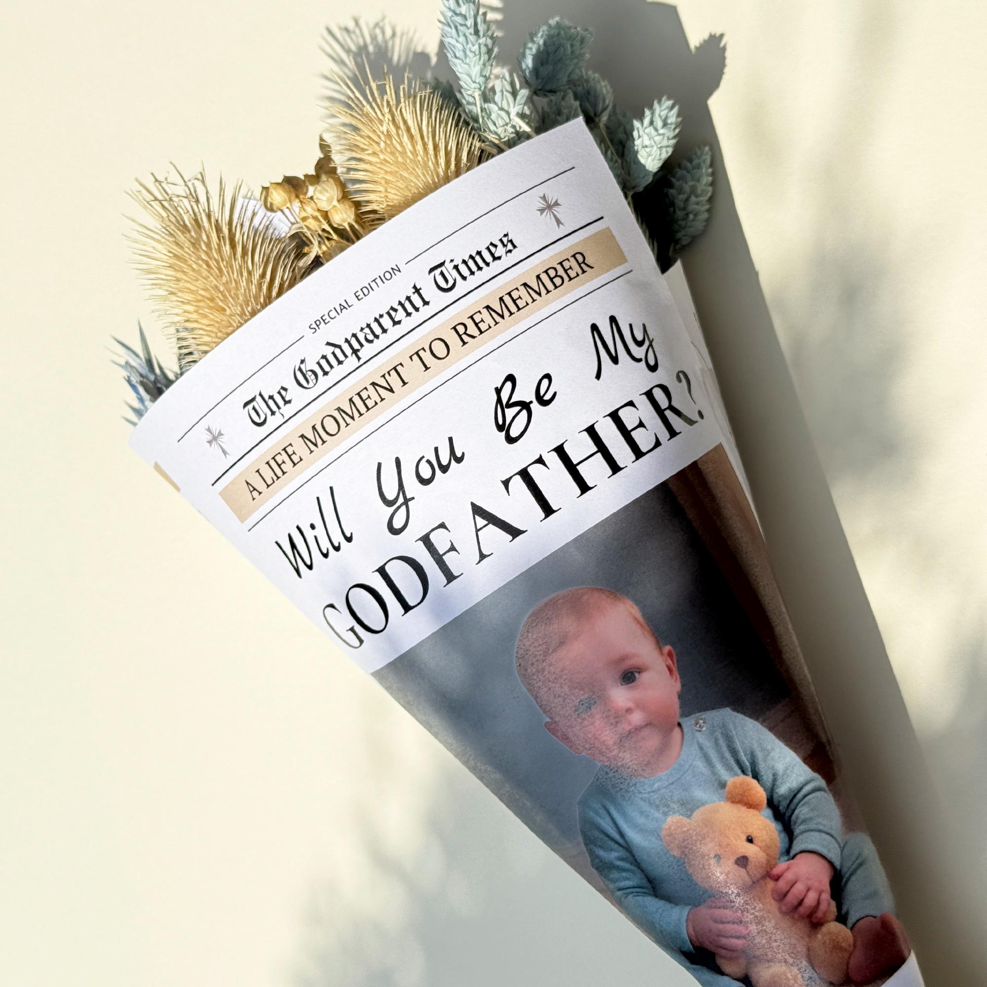 Godfather Proposal Template Canva Newspaper Godparents Proposal ...
