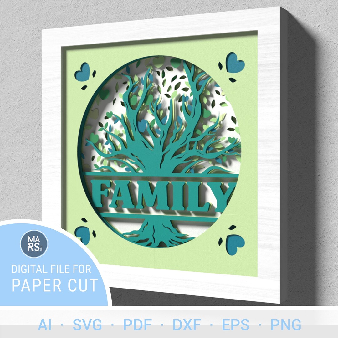 Layered Svg Family Tree Cricut Svg File and 3D Svg File, FAMILY Shadow ...