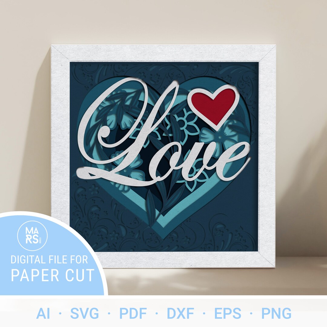 Layered Svg LOVE Shadow Box Valentine's Day Svg File and Love Light Box ...