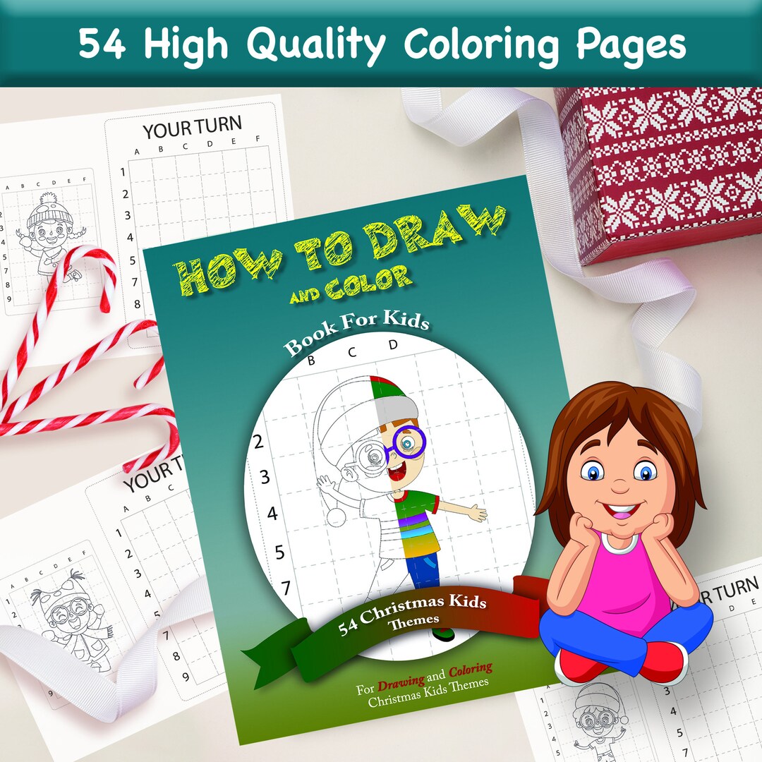 How to Draw and Color Pages: 54 Enchanting Christmas Kids - Etsy