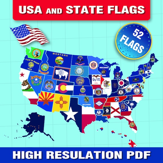 All The Flags Of The United States Usa State Flag Map