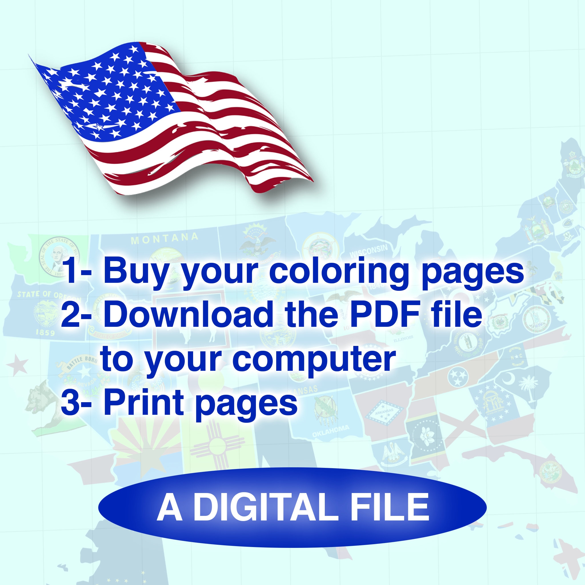 All USA 50 State Flags + Territories + US Flag. Mega Bundle Excellent ...