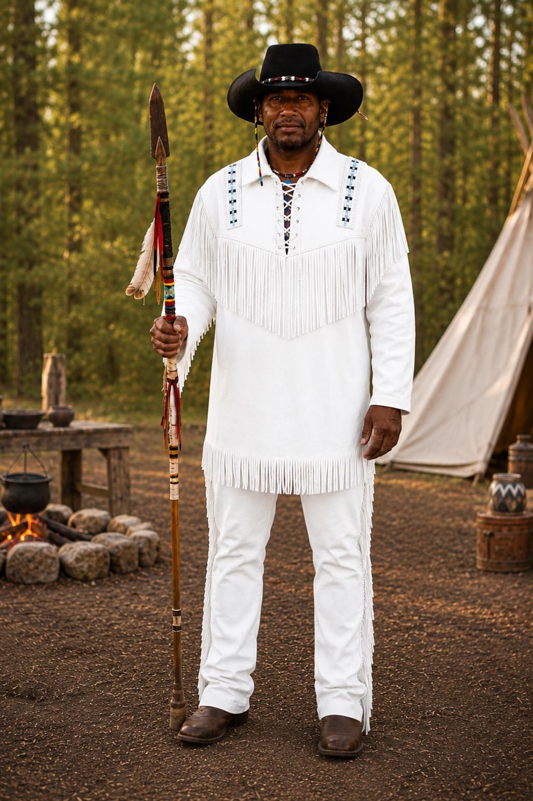Handmade Suede Leather Fringe Jacket – Western Heritage Beadwork Style ...