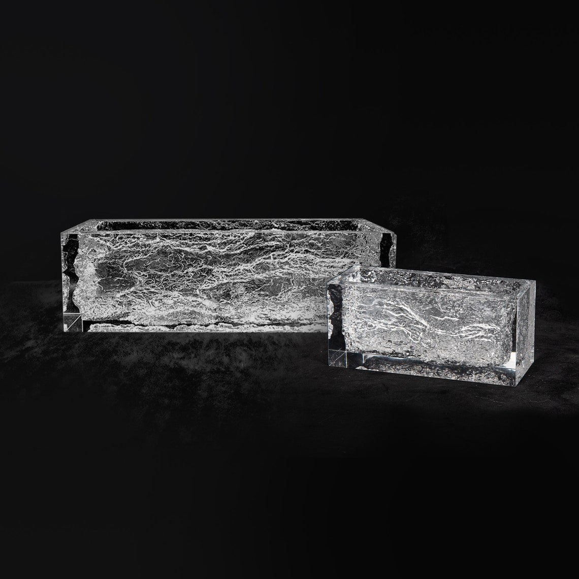 Glacier Clear Trough Vase, Transparent Acrylic Ice-like Living Room ...