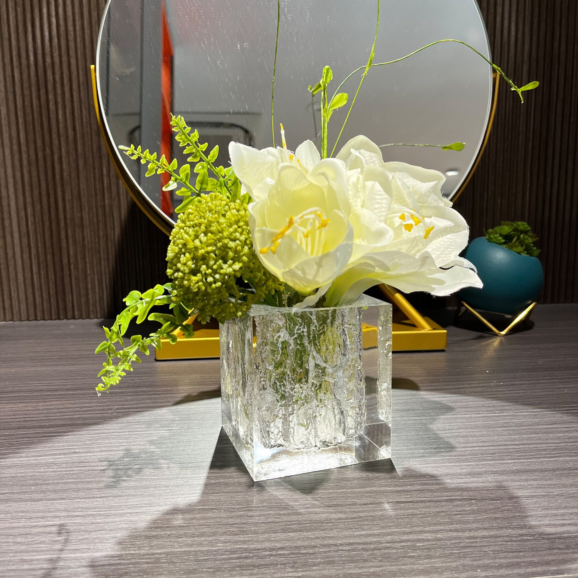 Nordic Glacier Cube Vase, Transparent Small Resin Wedding Gift, Acrylic ...