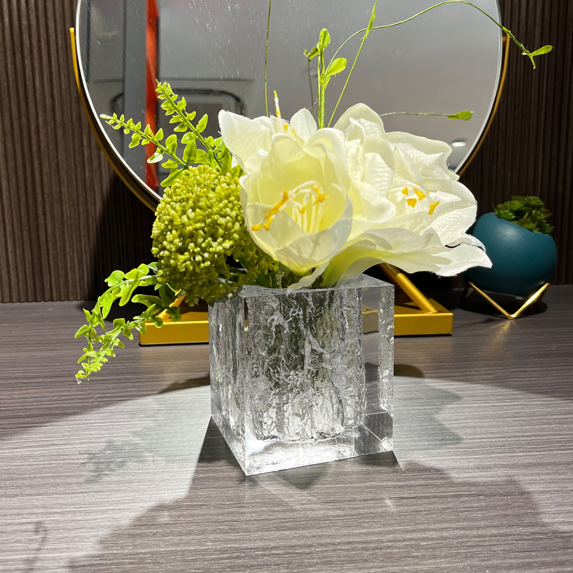 Nordic Glacier Cube Vase, Transparent Small Resin Wedding Gift, Acrylic ...
