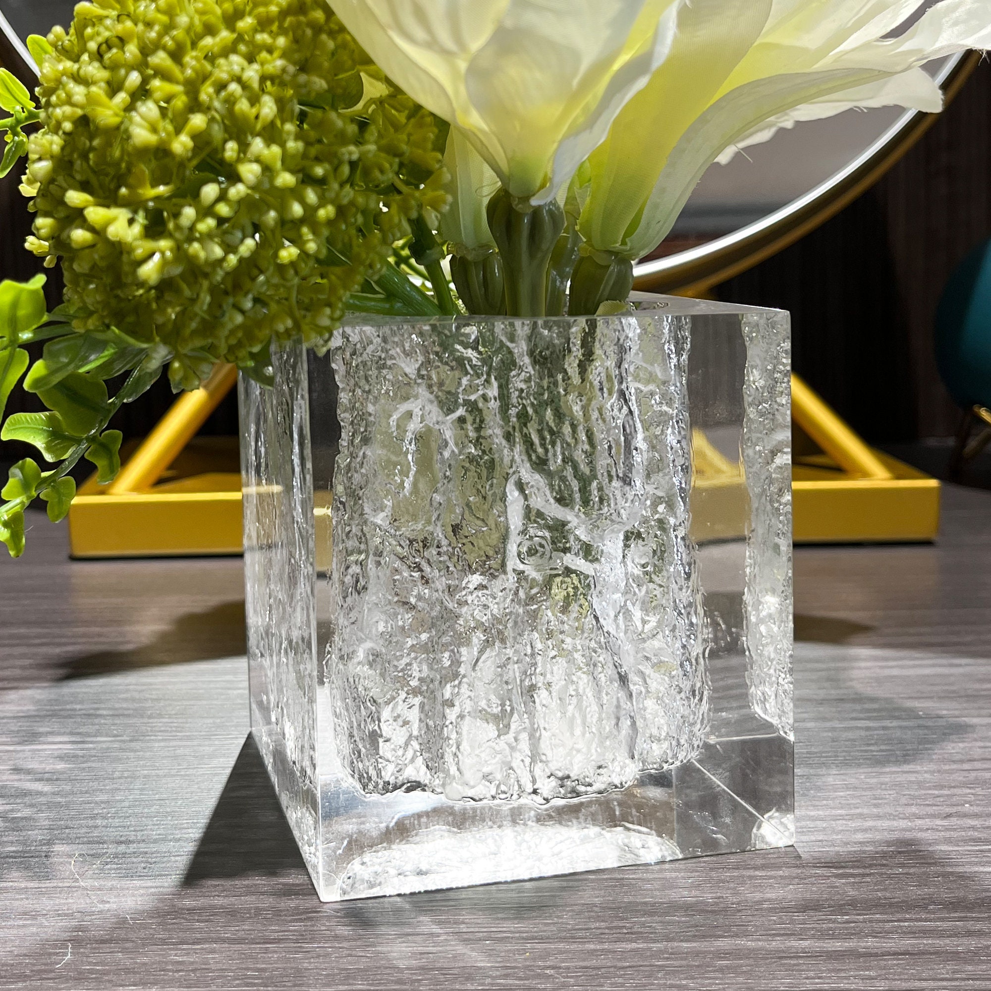 Nordic Glacier Cube Vase, Transparent Small Resin Wedding Gift, Acrylic ...