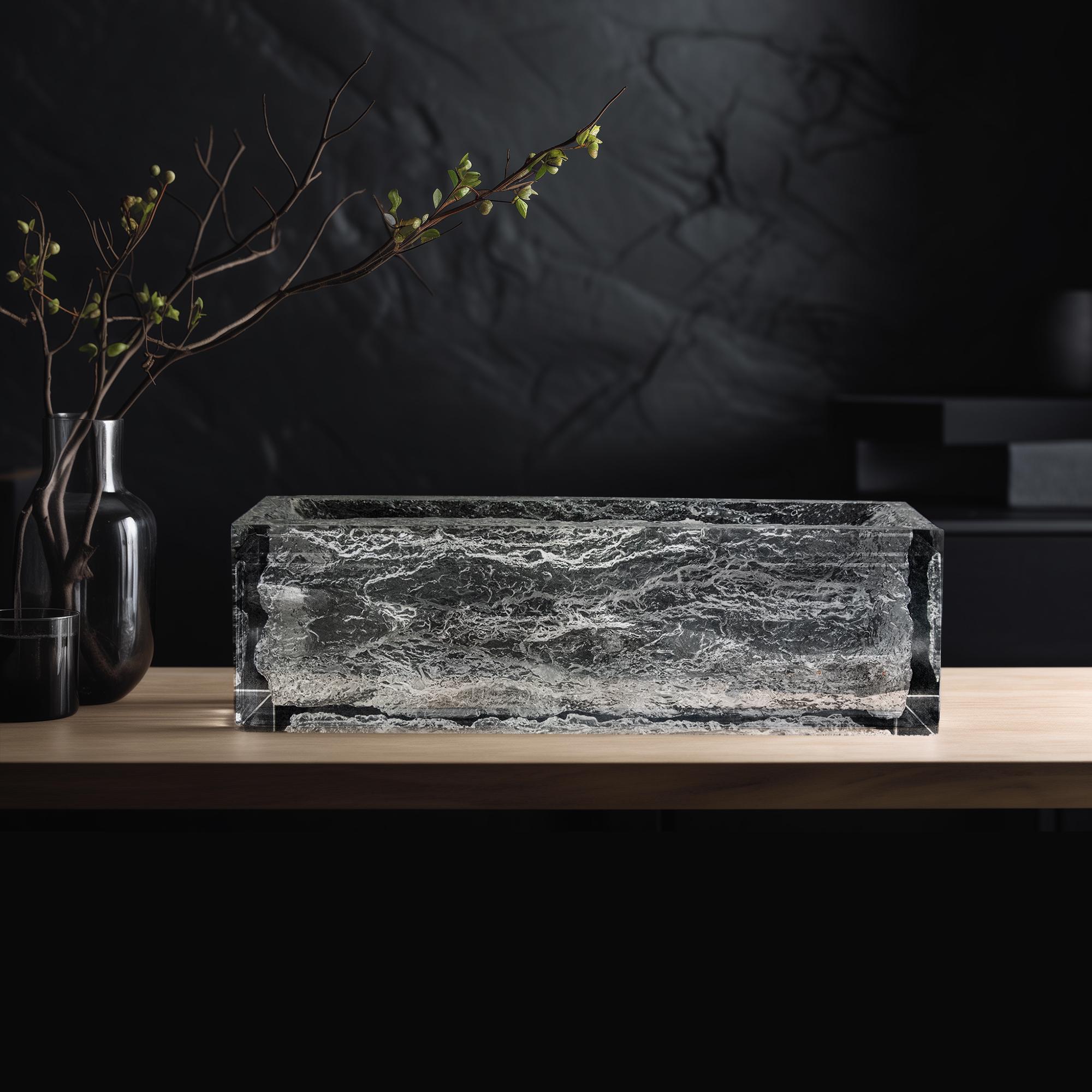 Glacier Clear Trough Vase, Transparent Acrylic Ice-like Living Room ...
