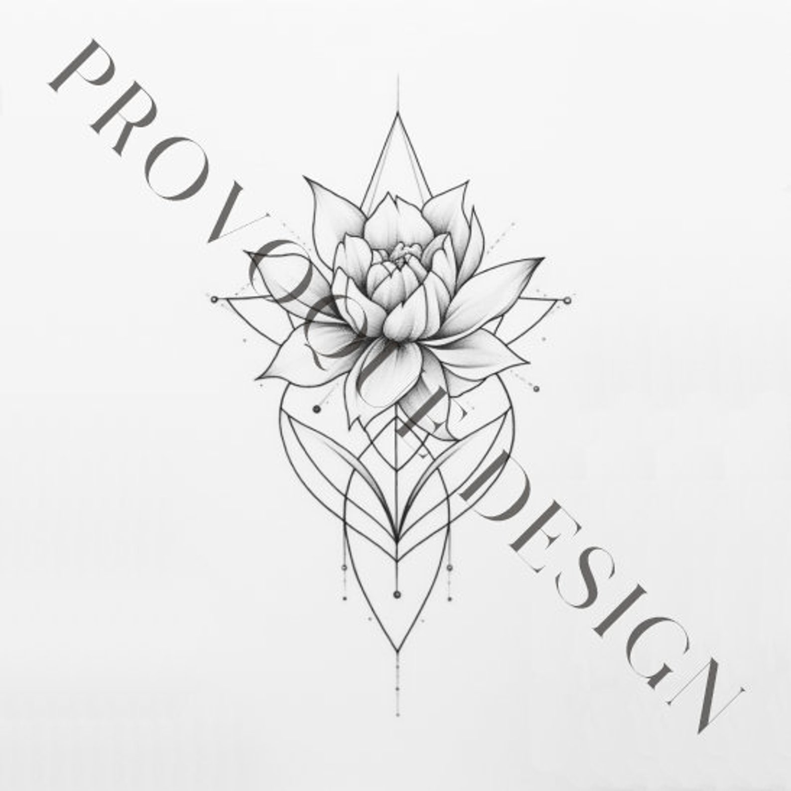 Geometric Flowers Tattoo Bundle 2 4 Digital Files PNG/PSD Black and ...