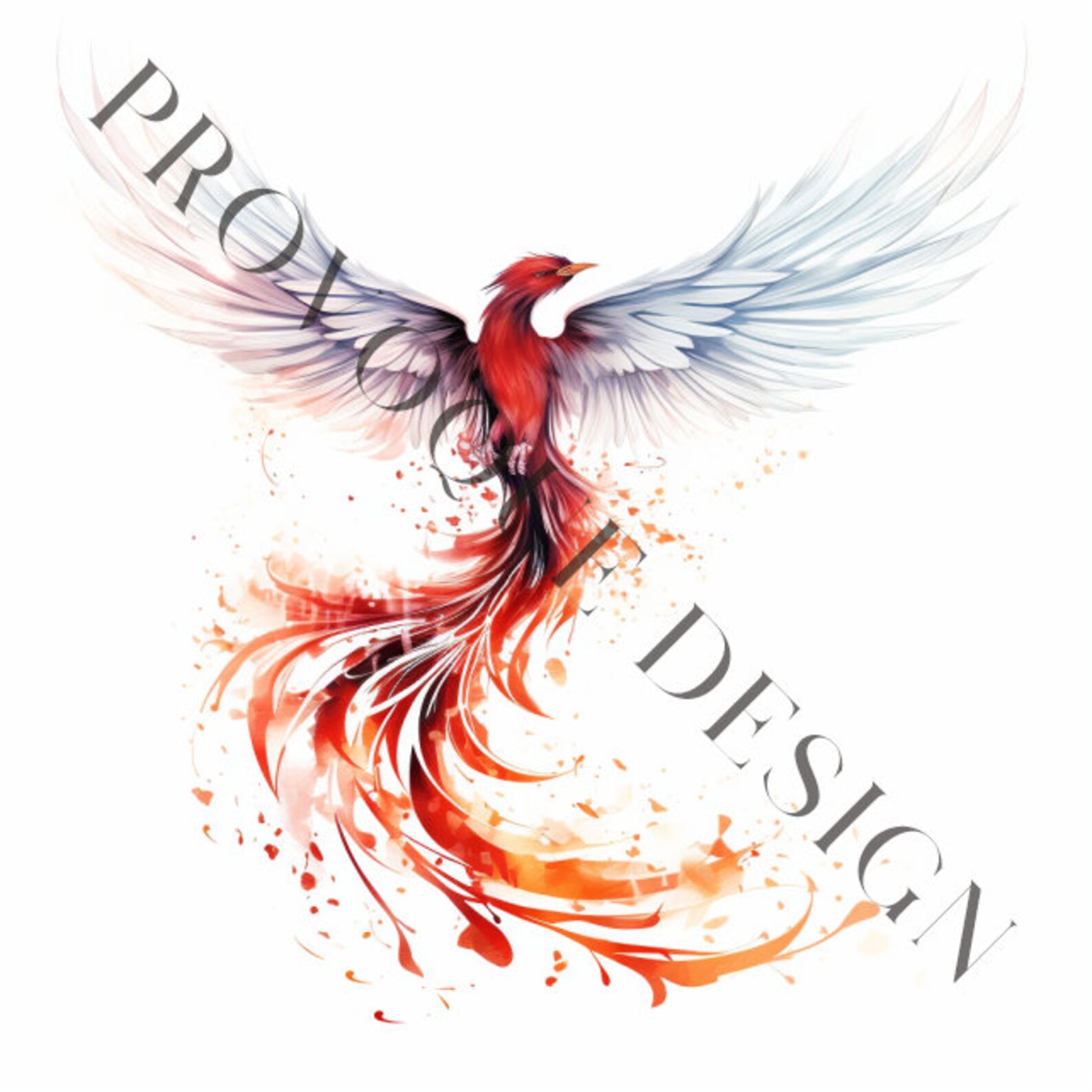 Phoenix Tattoo Bundle #1 | 4 Digital Files (PNG and PSD) | Full Color ...