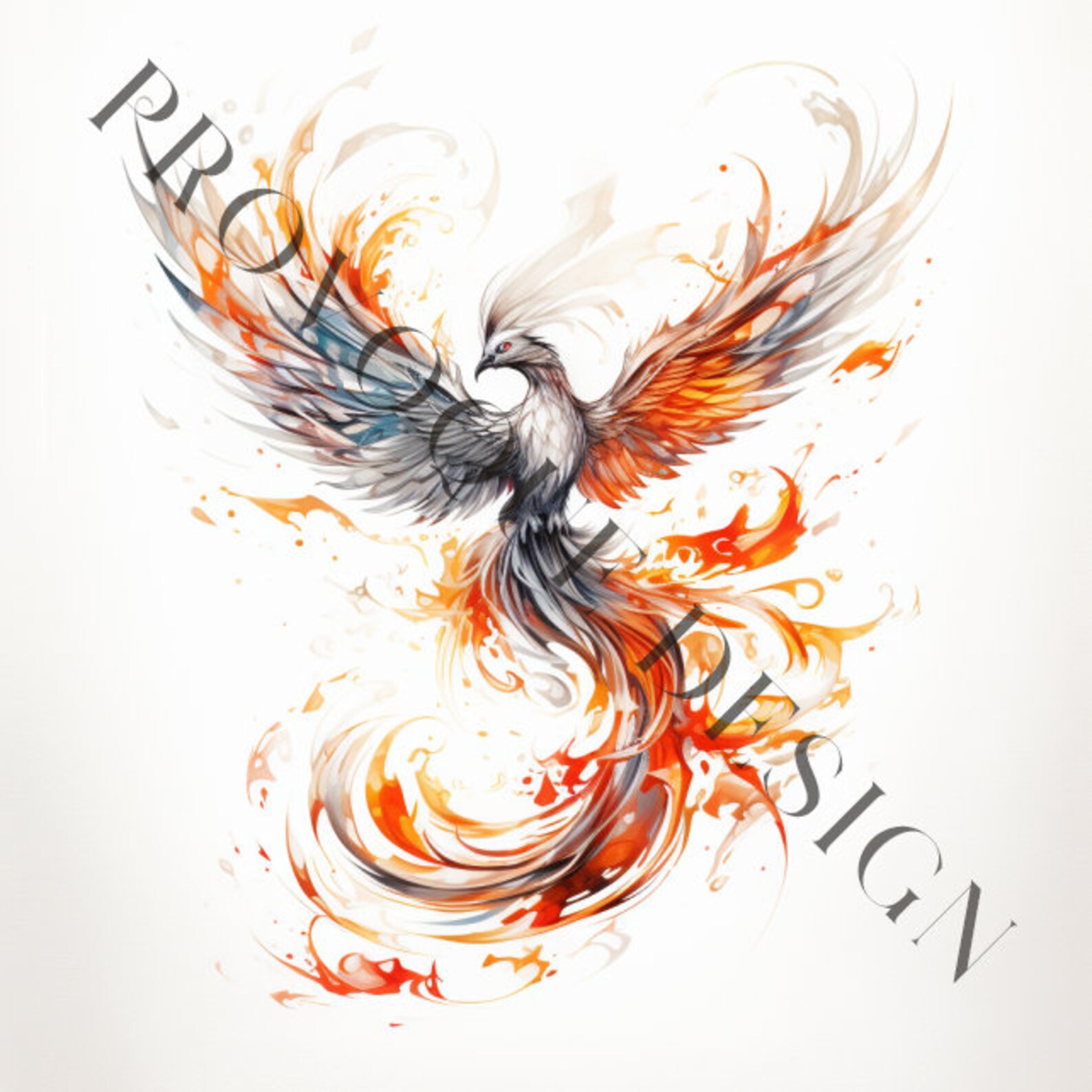 Phoenix Tattoo Bundle #1 | 4 Digital Files (PNG and PSD) | Full Color ...