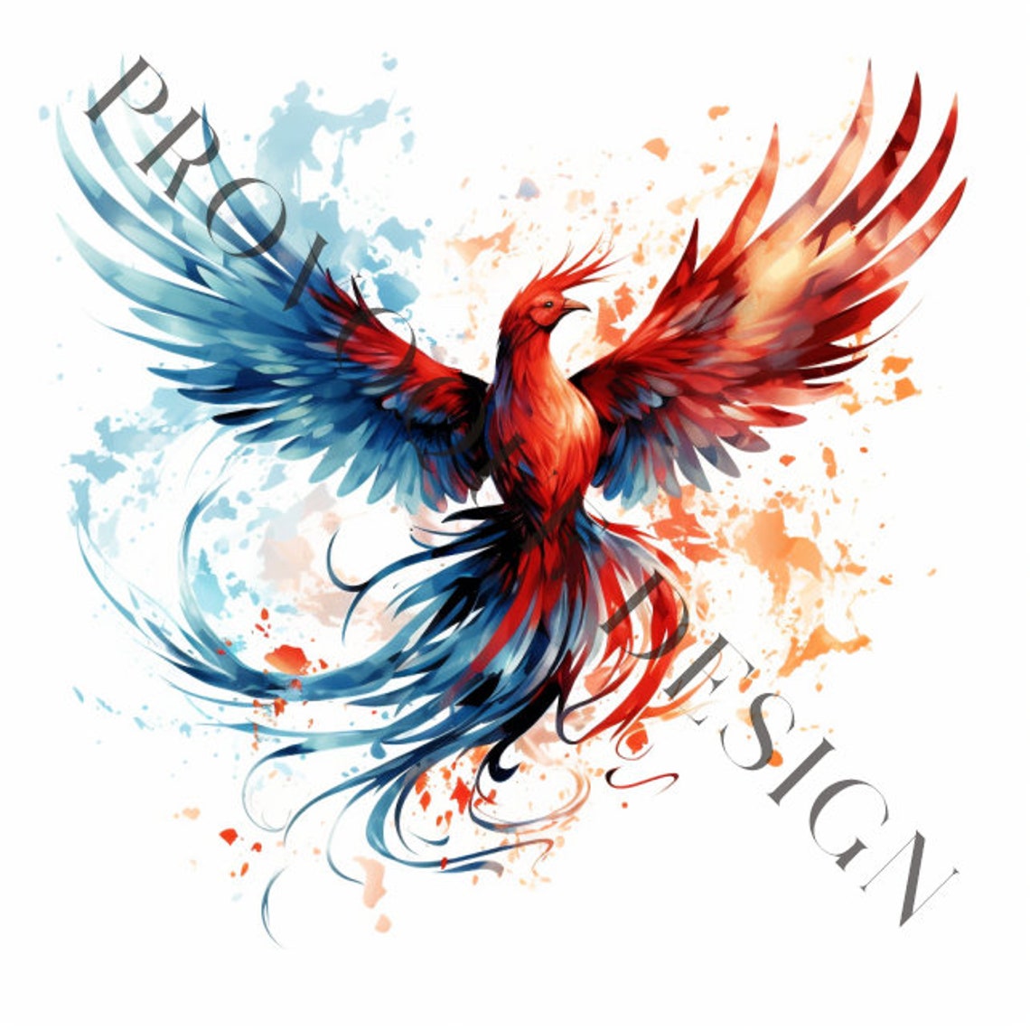 Phoenix Tattoo Bundle #1 | 4 Digital Files (PNG and PSD) | Full Color ...