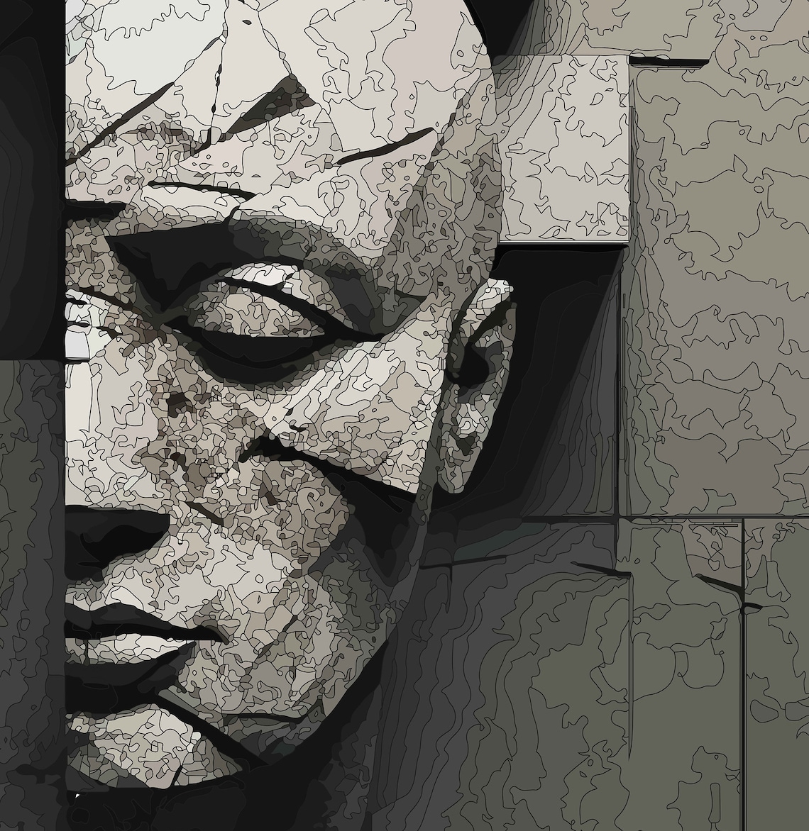 MONUMENTAL - Printable Digital Art, Portrait, Face, Brutalism, Home ...