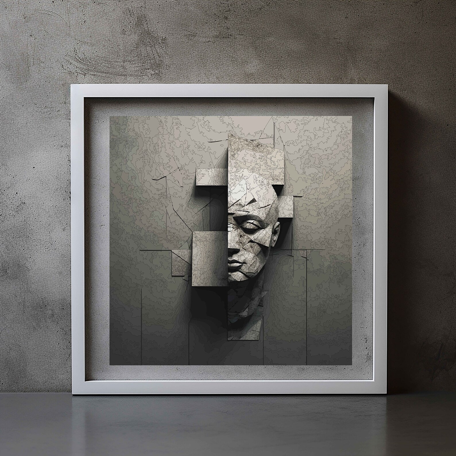 MONUMENTAL - Printable Digital Art, Portrait, Face, Brutalism, Home ...