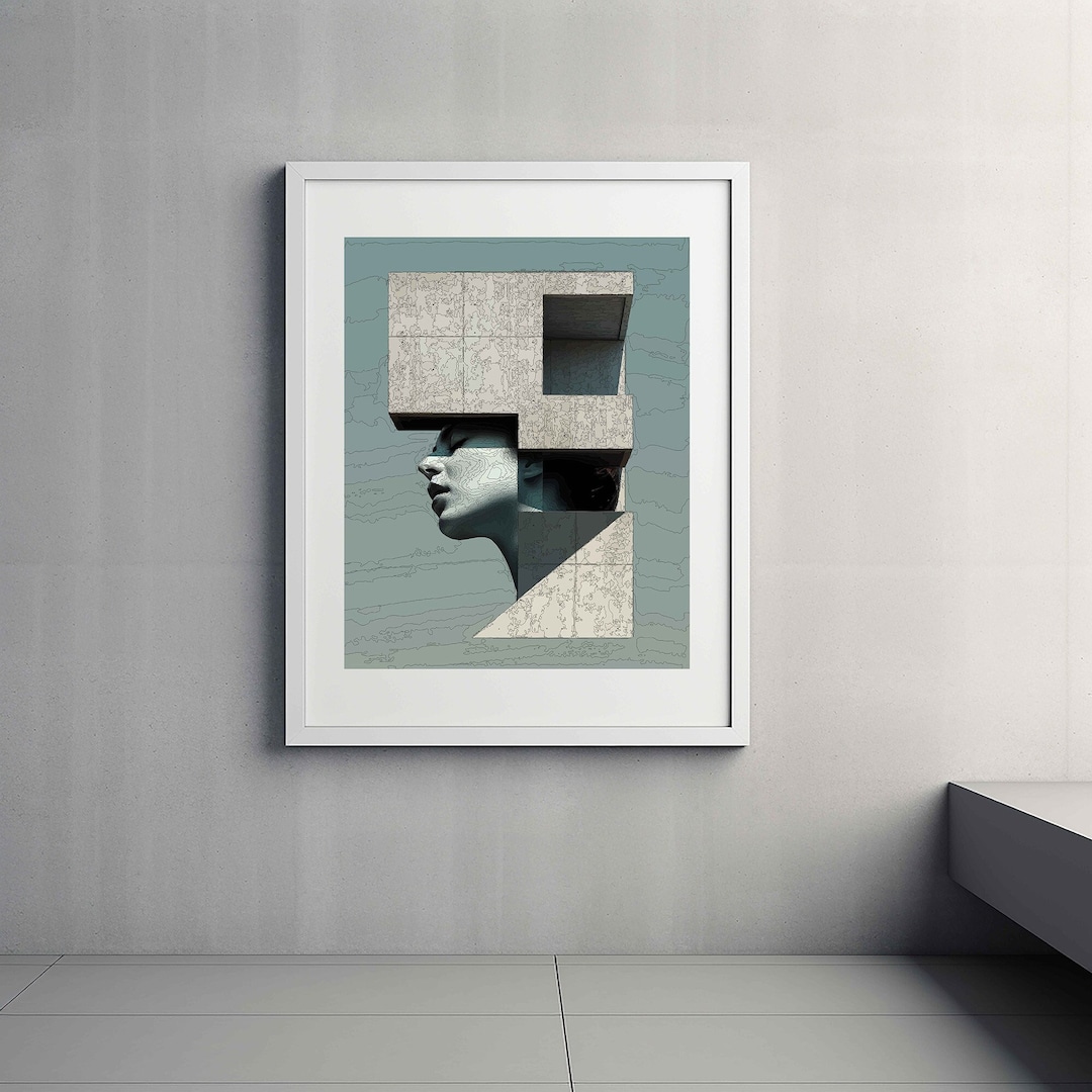BRUTAL MIND - Printable Digital Art, Portrait, Face, Brutalism, Home ...