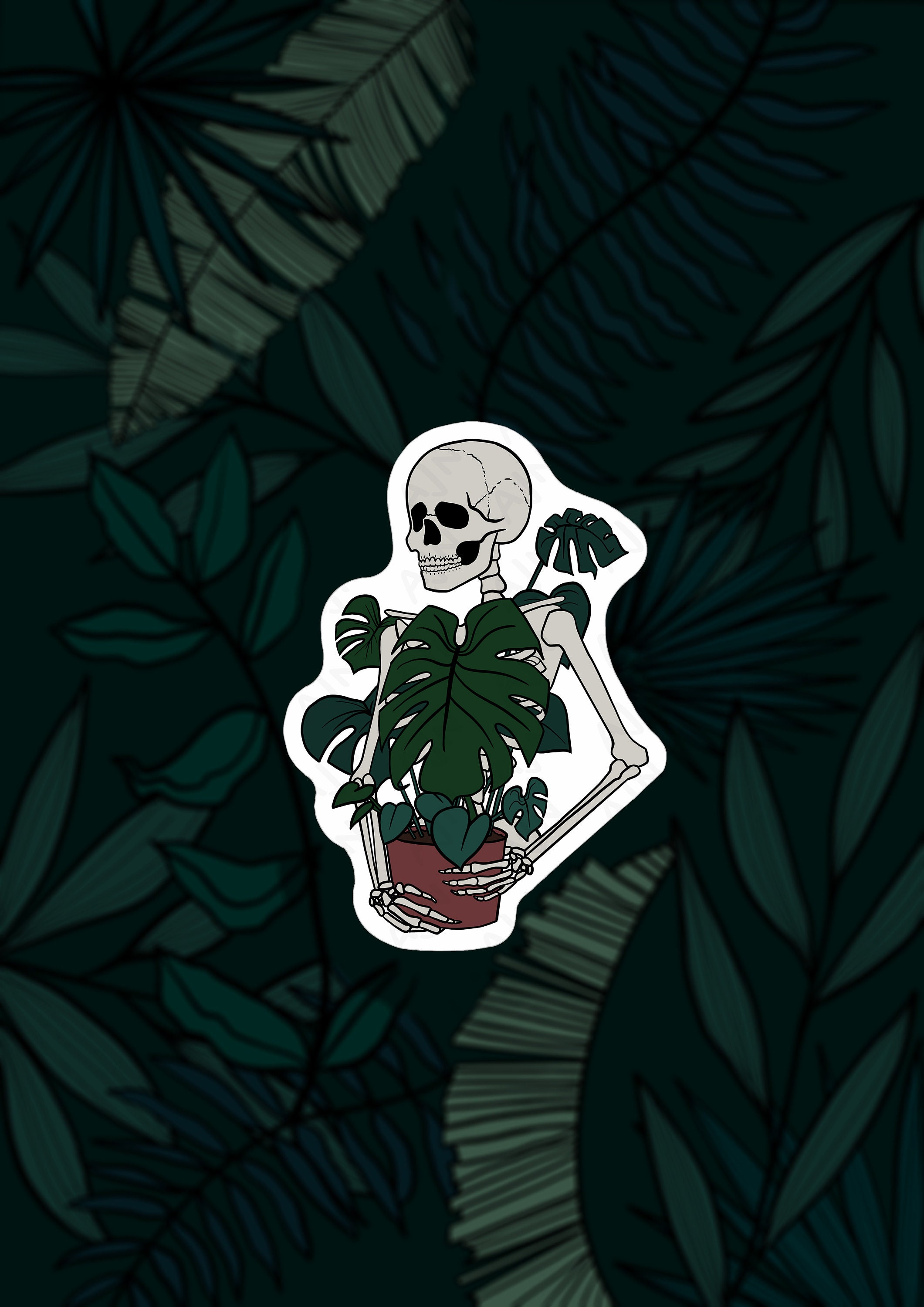 Monstera Sticker, Monstera Plant Sticker, Spooky Plant Sticker, Plant ...