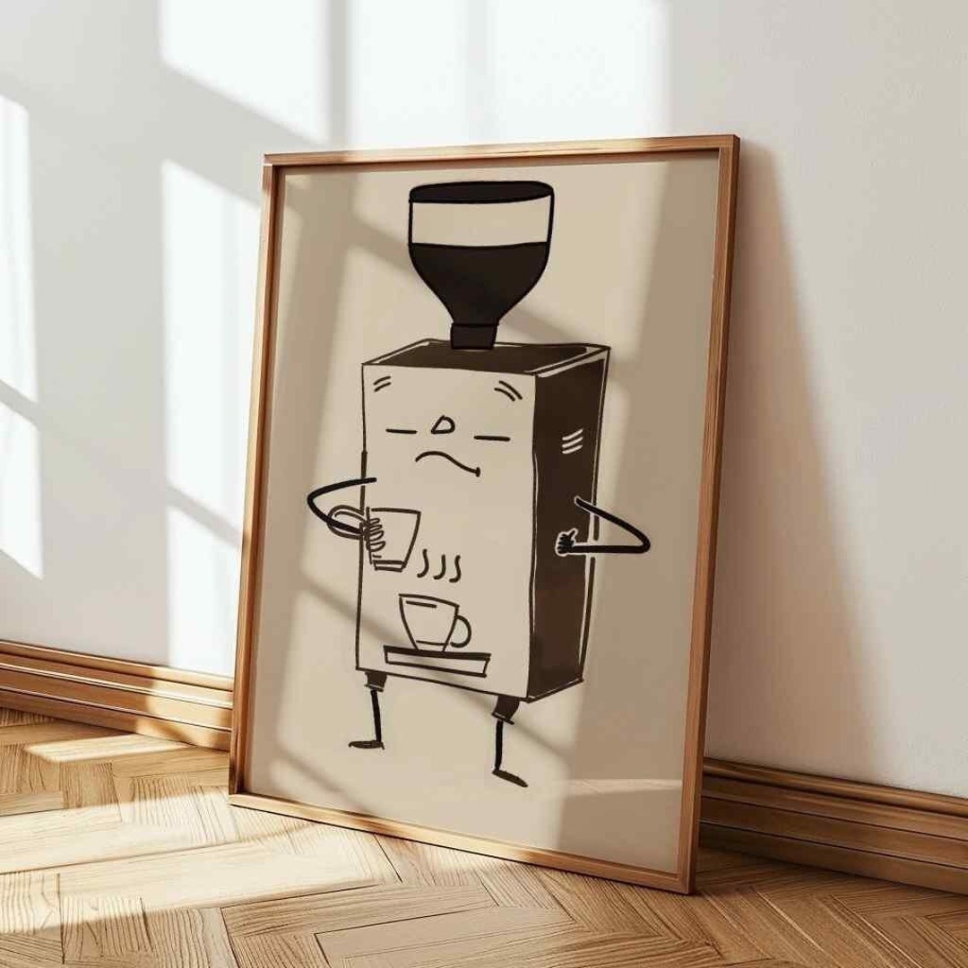 Tired Coffee Machine Drinking Espresso: Funny Coffee Lover Print Gift ...