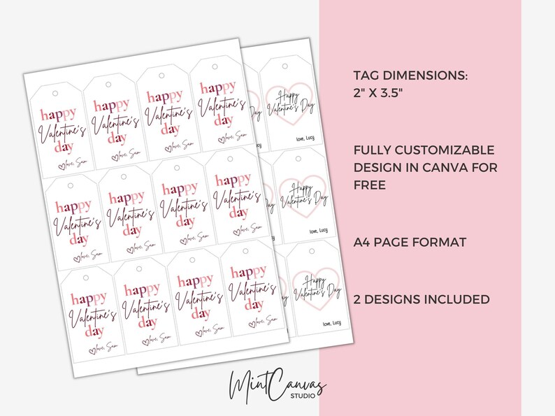 Custom Thank You Gift Tag Canva Template Valentine's Day Label ...