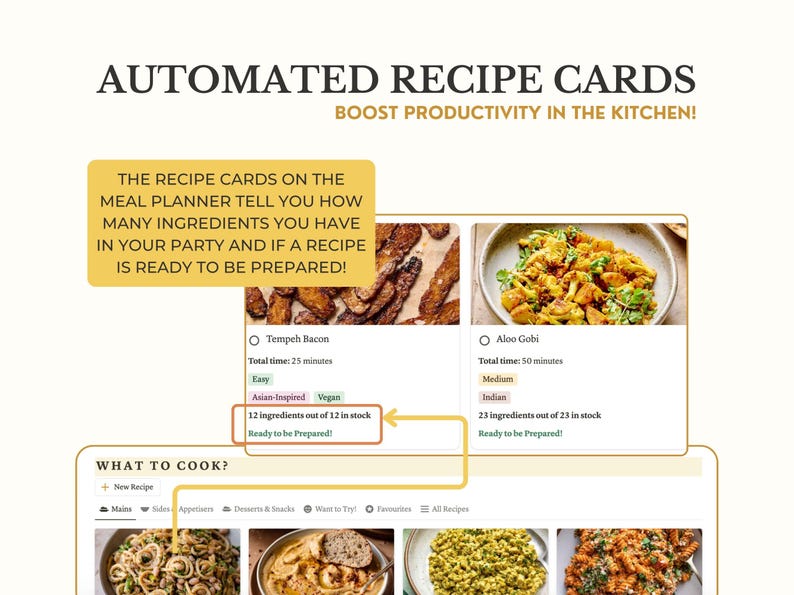 Meal Planner Notion Template Recipe Library Digital Meal Plan Notion ...