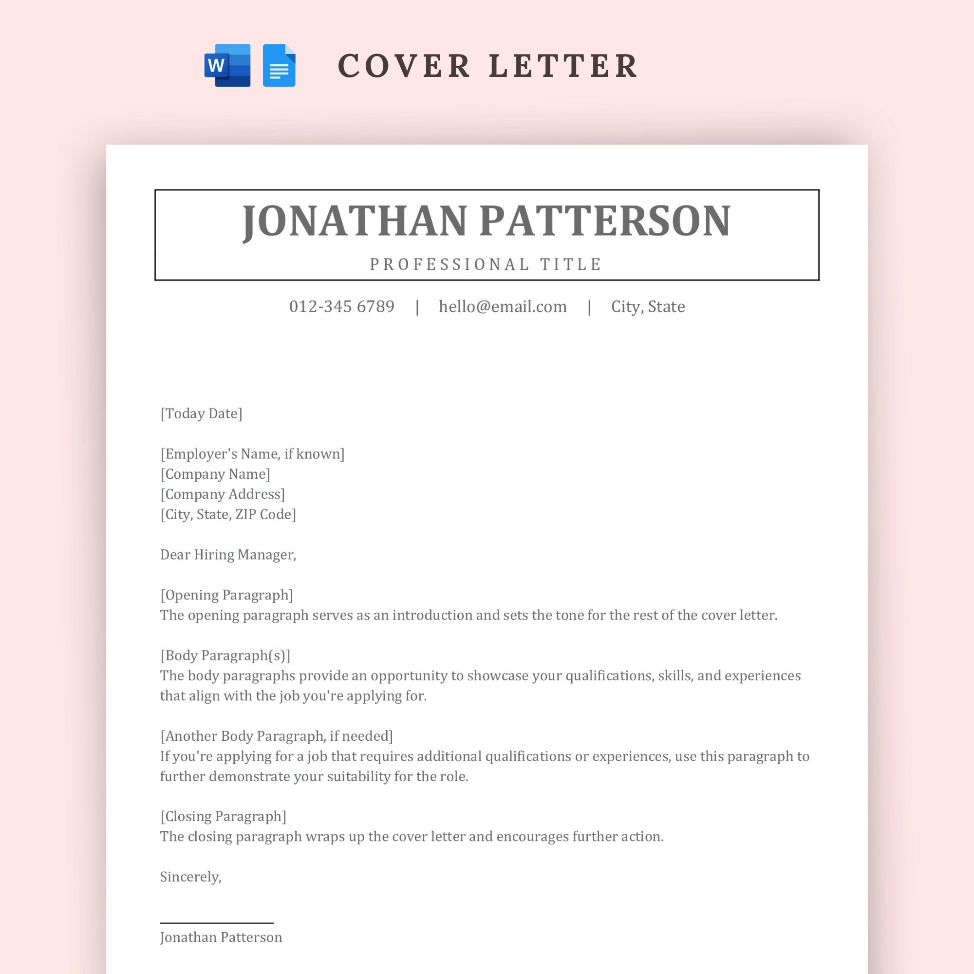 Ats Resume Template for Google Docs | Cover Letter | Modern Resume ...