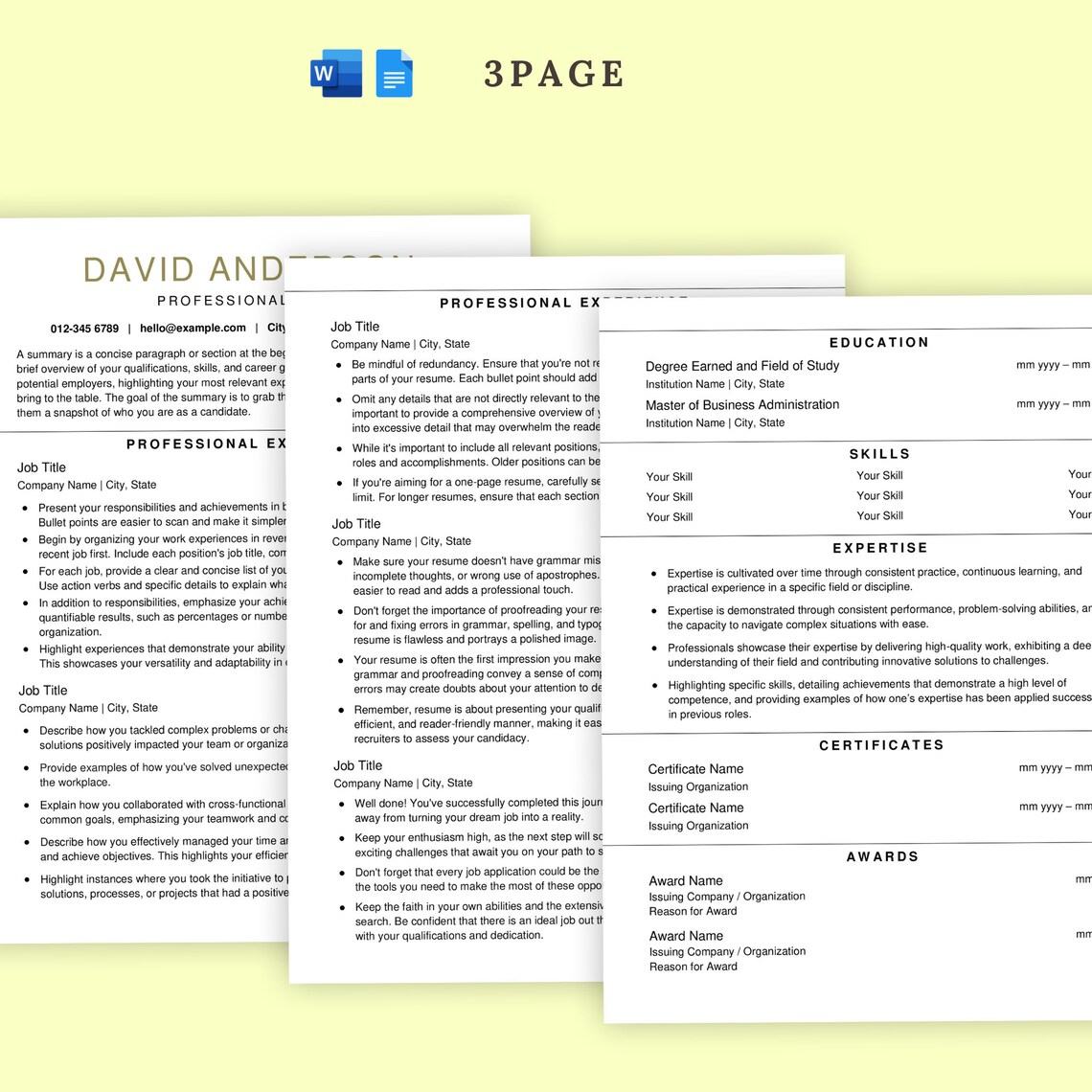 Ats Friendly Resume Template for Word Professional Resume - Etsy Canada