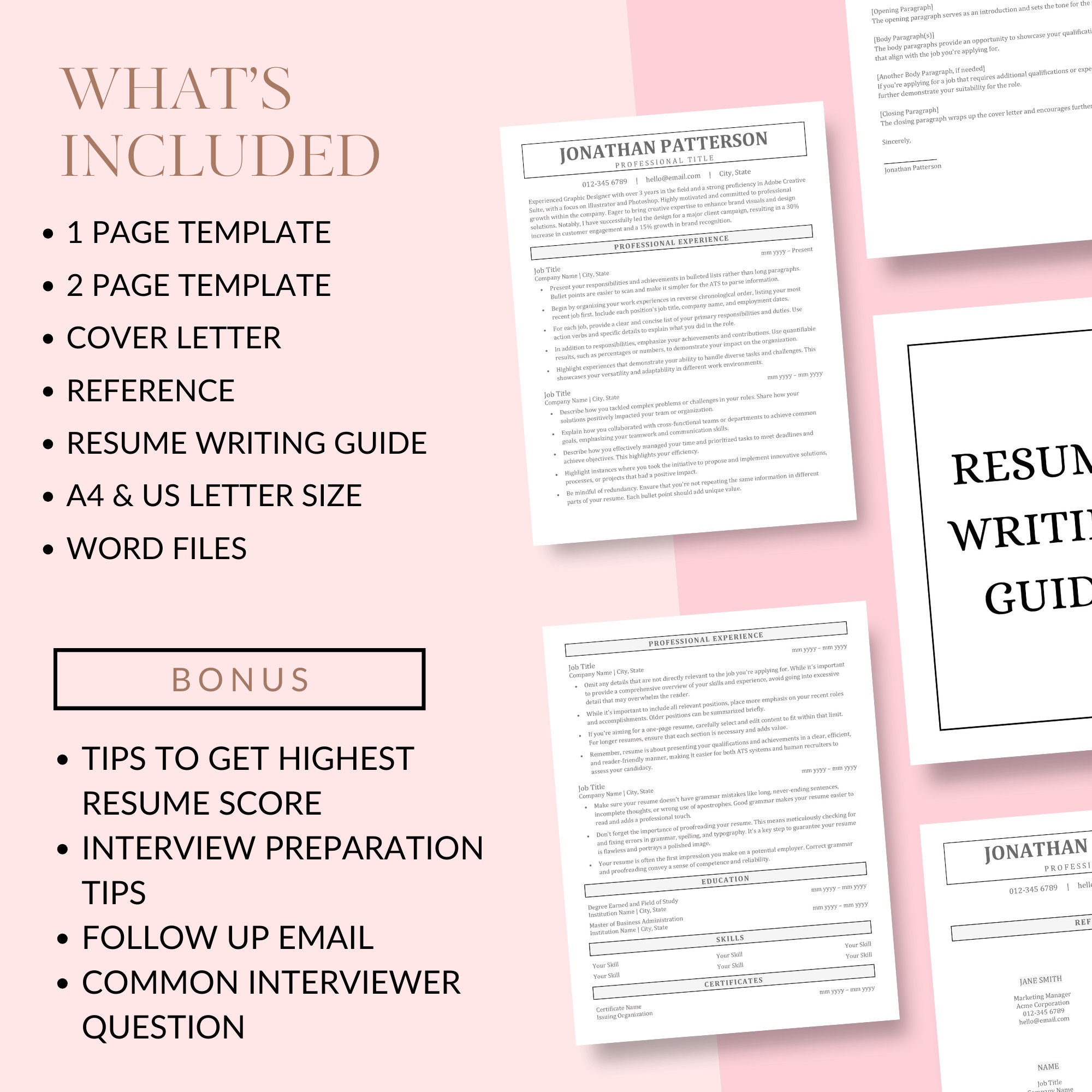 Ats Resume Template for Google Docs Cover Letter Modern - Etsy