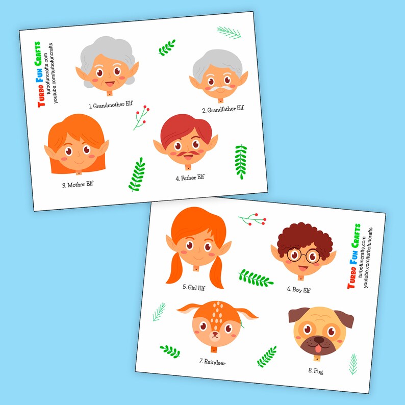 Printable Christmas Elves, 8 Articulated Paper Dolls, Instant Download ...