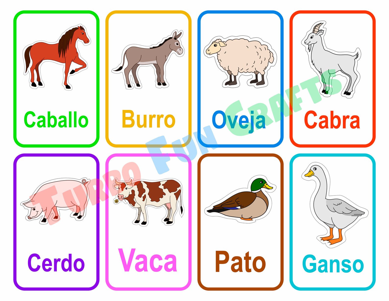 Spanish & English Animal Flashcards | Printable Bilingual Animals Flash ...