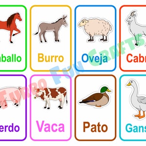 Spanish & English Animal Flashcards | Printable Bilingual Animals Flash ...